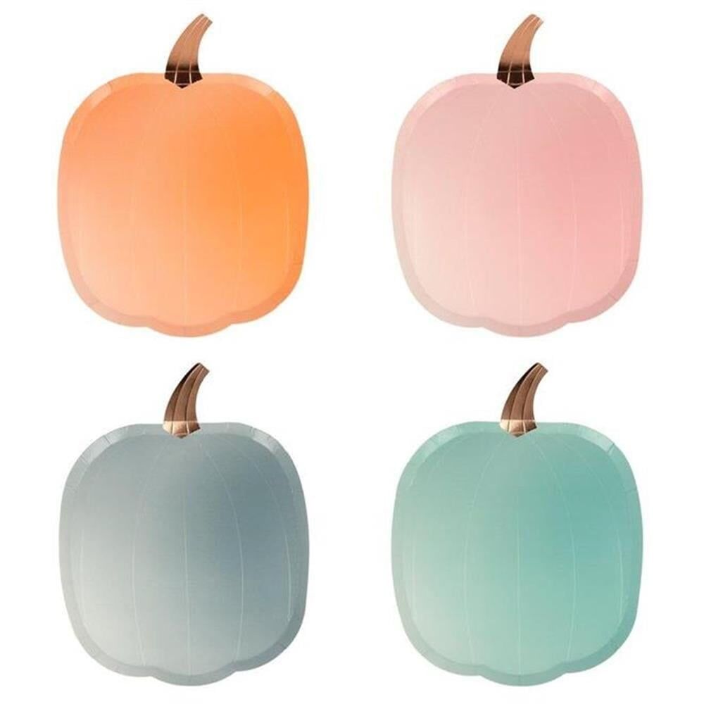 Meri Meri - Ombre Halloween Pumpkin Plates - Pastel Balkabağı Tabaklar ...