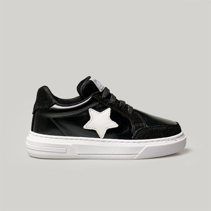 Merli&Rose Deri Star Sneaker | Siyah-Beyaz I MinioKids